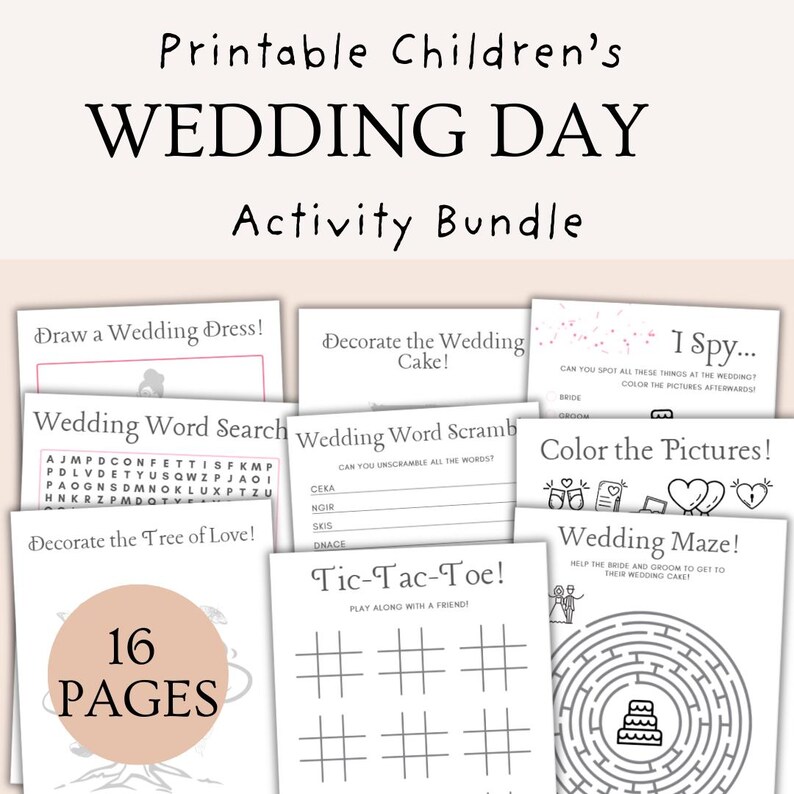 Childrens Wedding Bundle Printable Activities, Kids Wedding Coloring ...