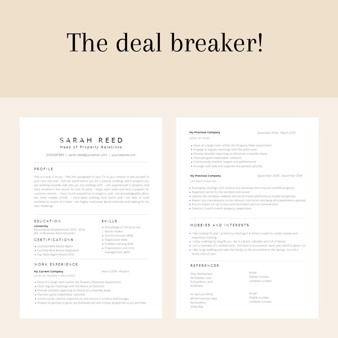 Easy Peasy CV! the Only Fresh, Modern CV Template You Will Need to Bag ...