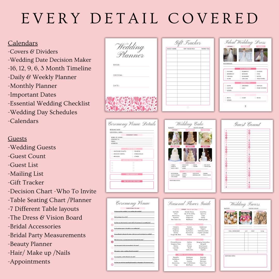 Printable Wedding Planner, Wedding Planner Bundle, Wedding Binder ...