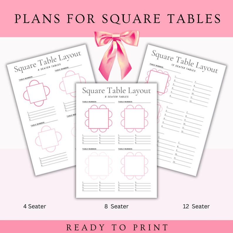 Wedding Table Planner, Printable Wedding Seating Chart, Bridal Seating ...