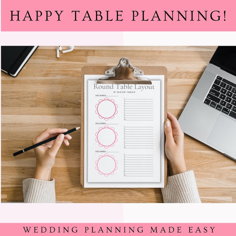 Wedding Table Planner, Printable Wedding Seating Chart, Bridal Seating ...
