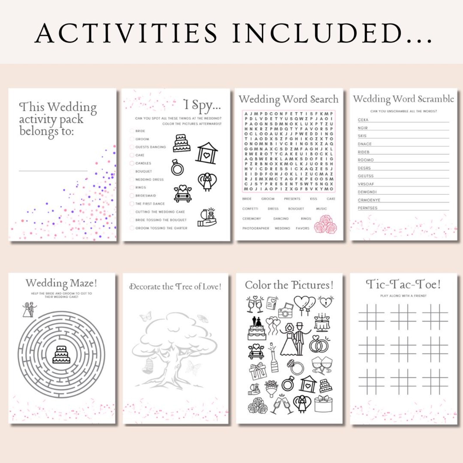 Childrens Wedding Bundle Printable Activities, Kids Wedding Coloring ...