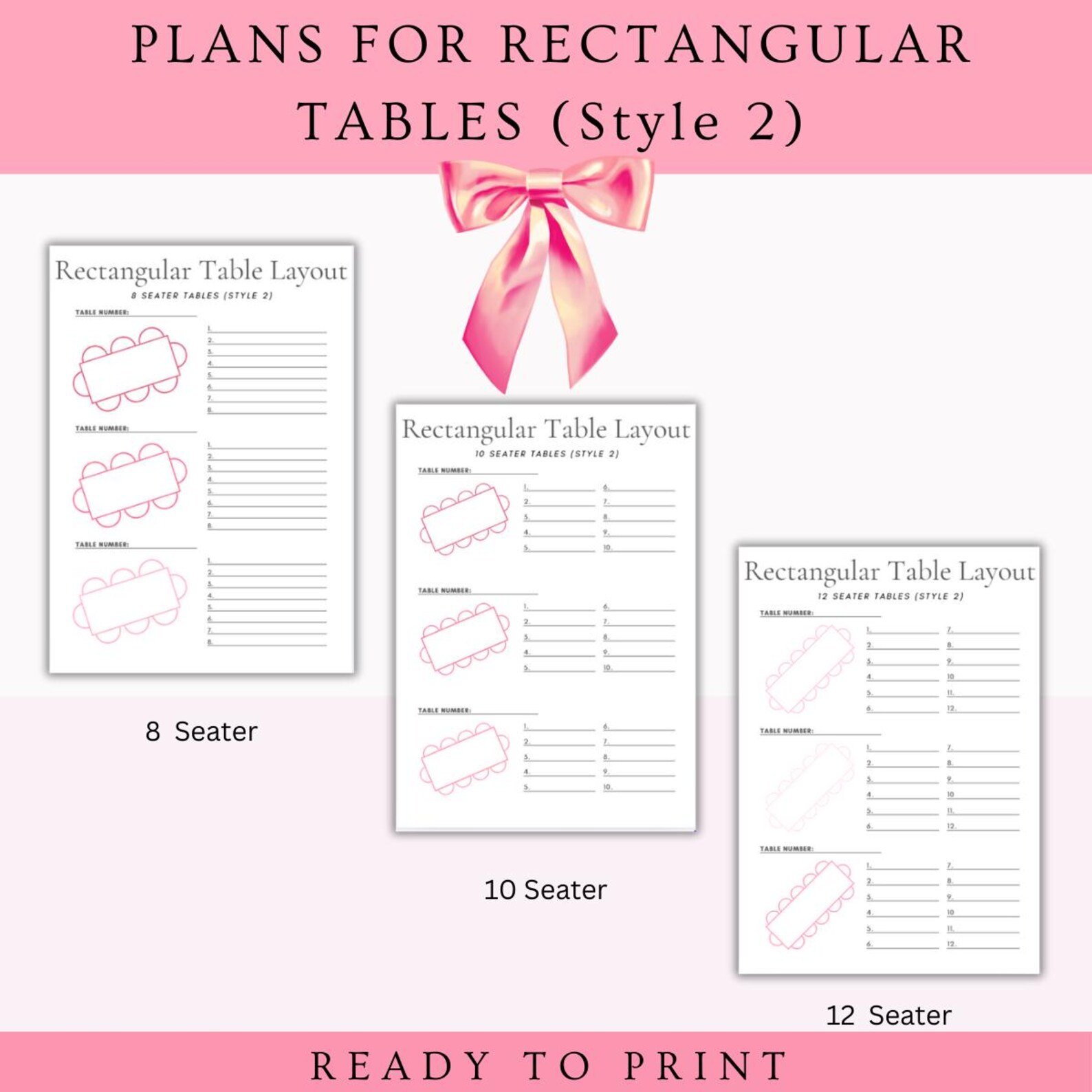 Wedding Table Planner, Printable Wedding Seating Chart, Bridal Seating ...