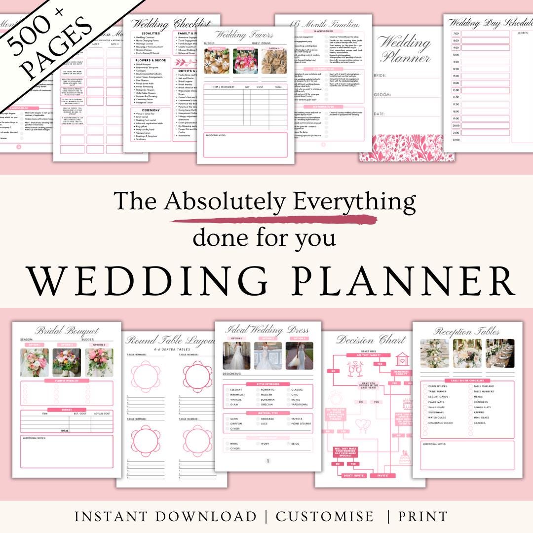 Printable Wedding Planner, Wedding Planner Bundle, Wedding Binder ...
