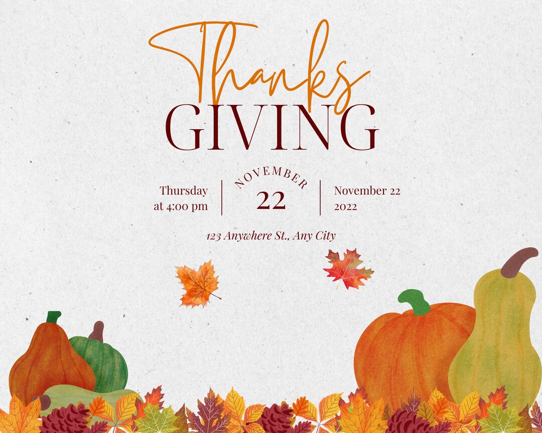 Editable Thanksgiving Party Invitation, Thanksgiving Party Invite ...