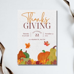 Editable Thanksgiving Party Invitation, Thanksgiving Party Invite ...