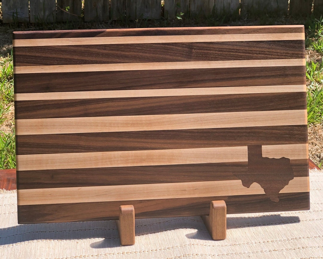 Cutting Board, Edge Grain Cutting Board With Texas Inlay - Etsy