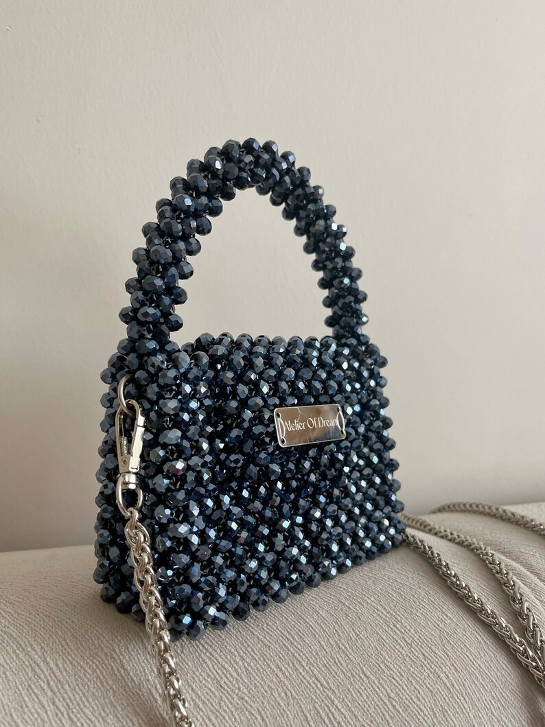 Handmade Crystal Beaded Handbag, Luxury Crystal Beaded Evening Bag ...