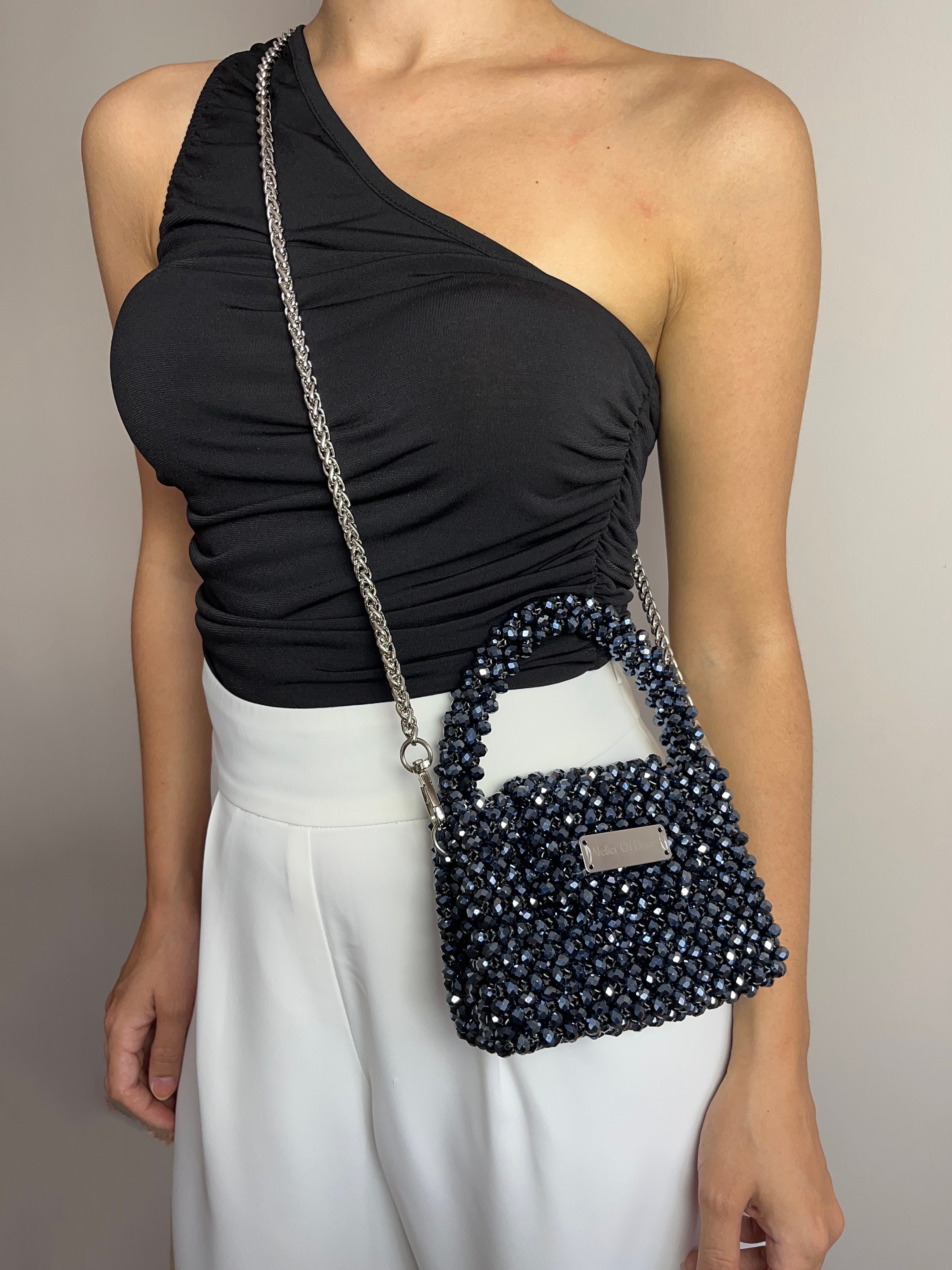 Handmade Crystal Beaded Handbag, Luxury Crystal Beaded Evening Bag ...