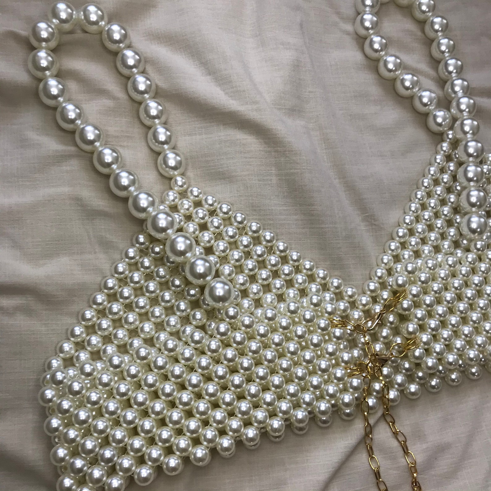 Custom Pearl Beaded Crop Top for Woman, Pearl Personalized Bra, Pearl ...