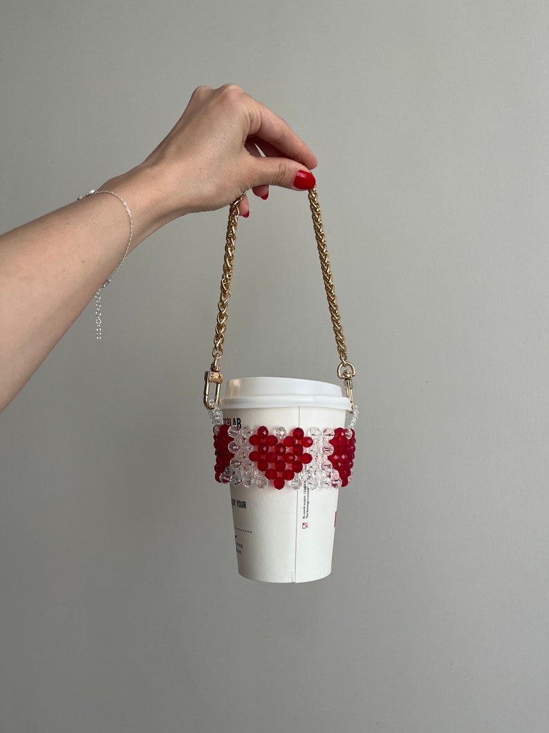 Beaded Cupholder, Coffee Bag, Tea Cup Sleeve Holder Bag, Gift for ...