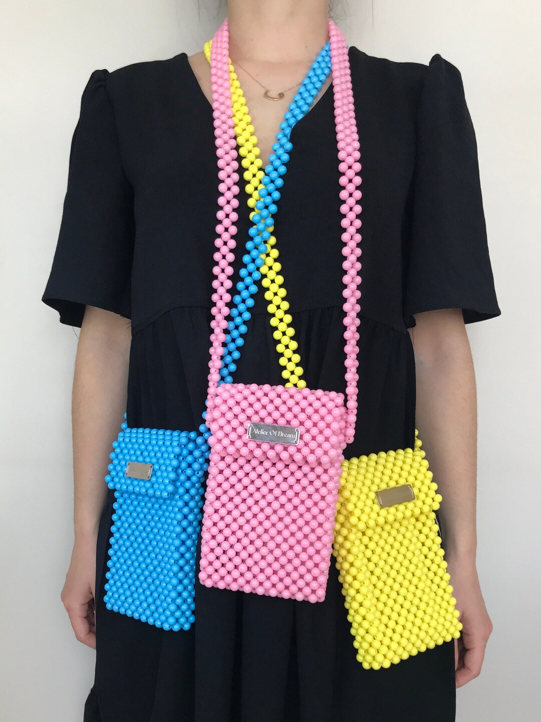 Beaded Mobile Phone Crossbody Bag, Beaded Phone Luxury Bag, Shoulder ...