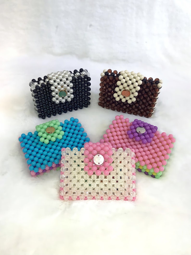 Colourful Beaded Small Womens Wallet With Bead, Mini Cute Wallet ...