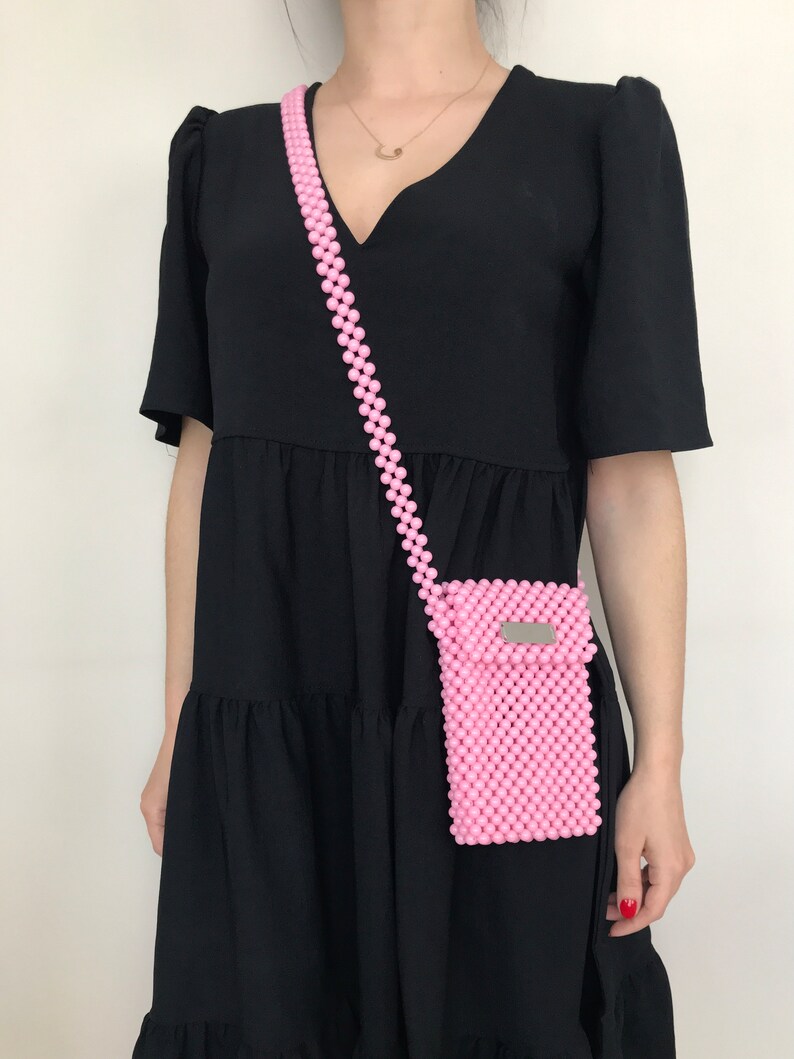 Beaded Mobile Phone Crossbody Bag, Beaded Phone Luxury Bag, Shoulder ...