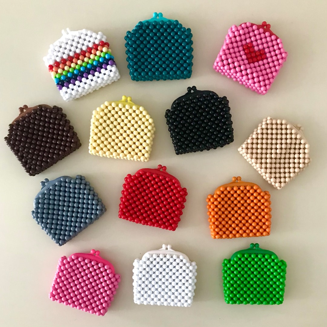 Colorful Beaded Minimalist Wallet for Woman, Small Purse Wallet, Cute ...