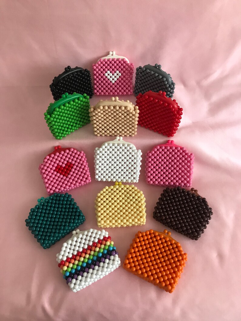 Colorful Beaded Minimalist Wallet for Woman, Small Purse Wallet, Cute ...