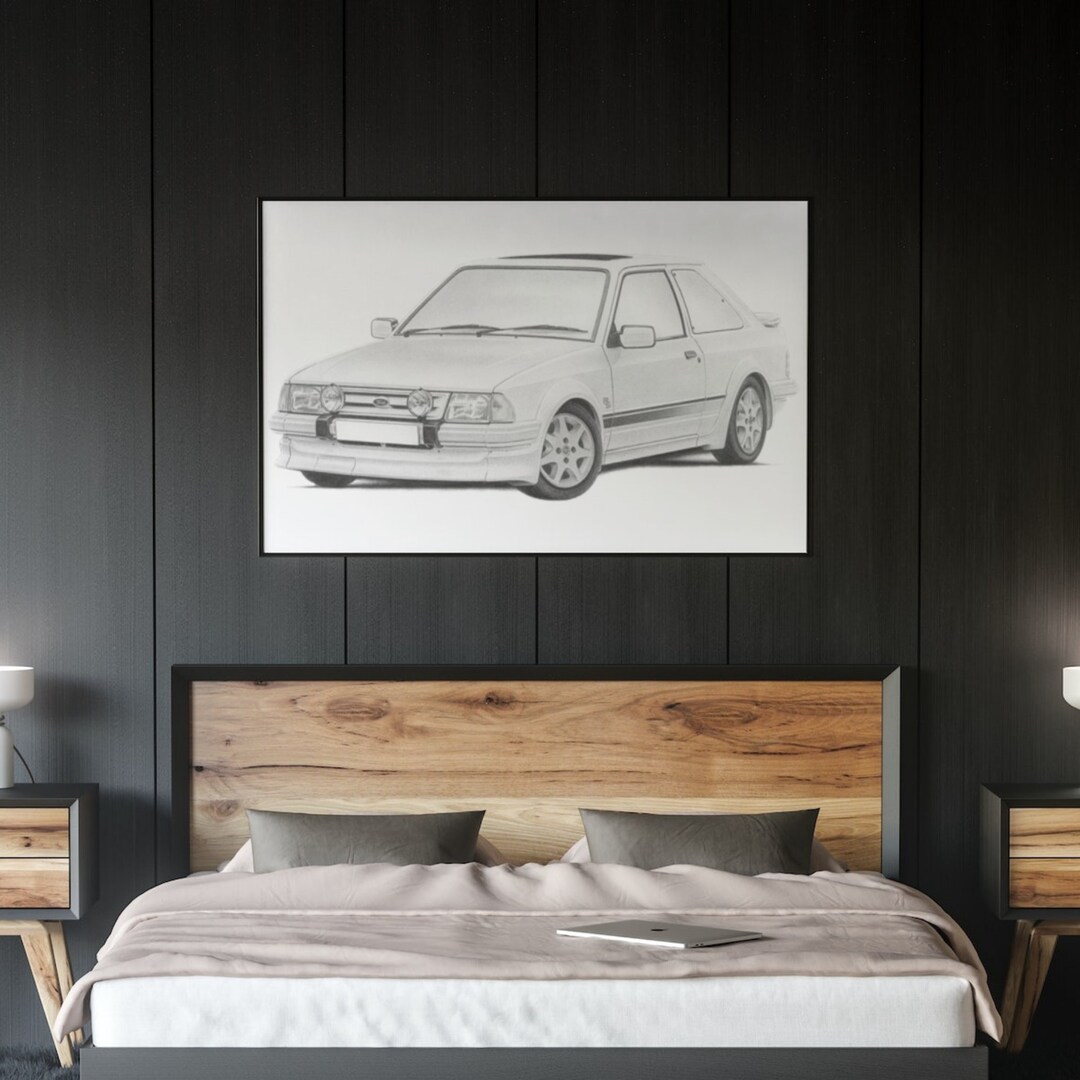 Ford Escort RS Turbo S1 Front Viewhand Drawn Print RS Turbo Sketch Car ...