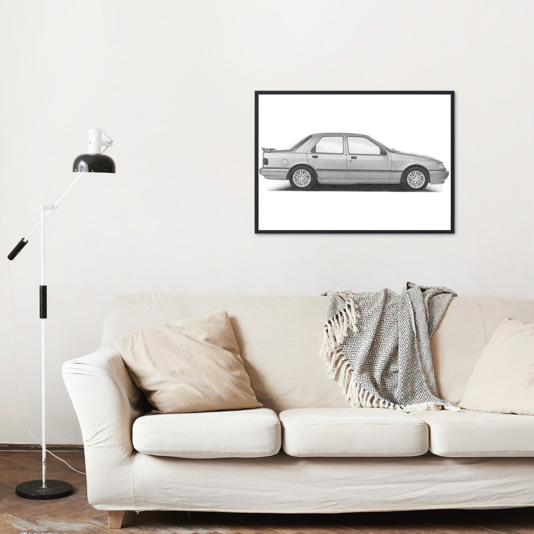 Sierra Sapphire Cosworth Side View Hand Drawn Print | Ford | Sketch ...