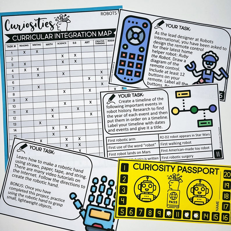 Enrichment Task Cards Robots Homeschool Activity Gifted and Talented ...