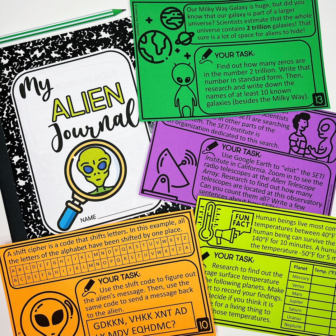 Enrichment Task Cards Aliens Homeschool Activity Gifted & Talented ...