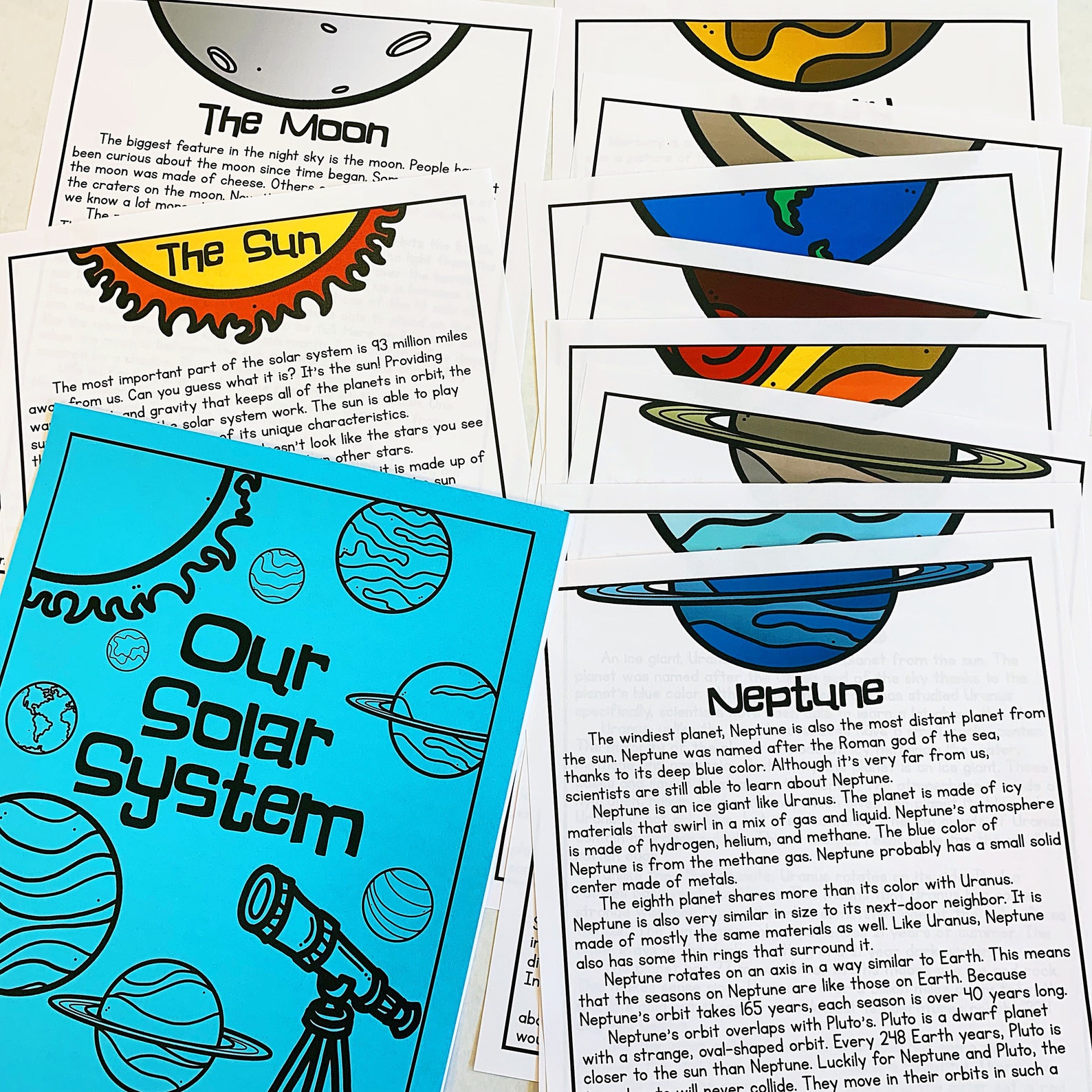Solar System Lapbook Solar System Reading Passages Planets Sun Moon ...