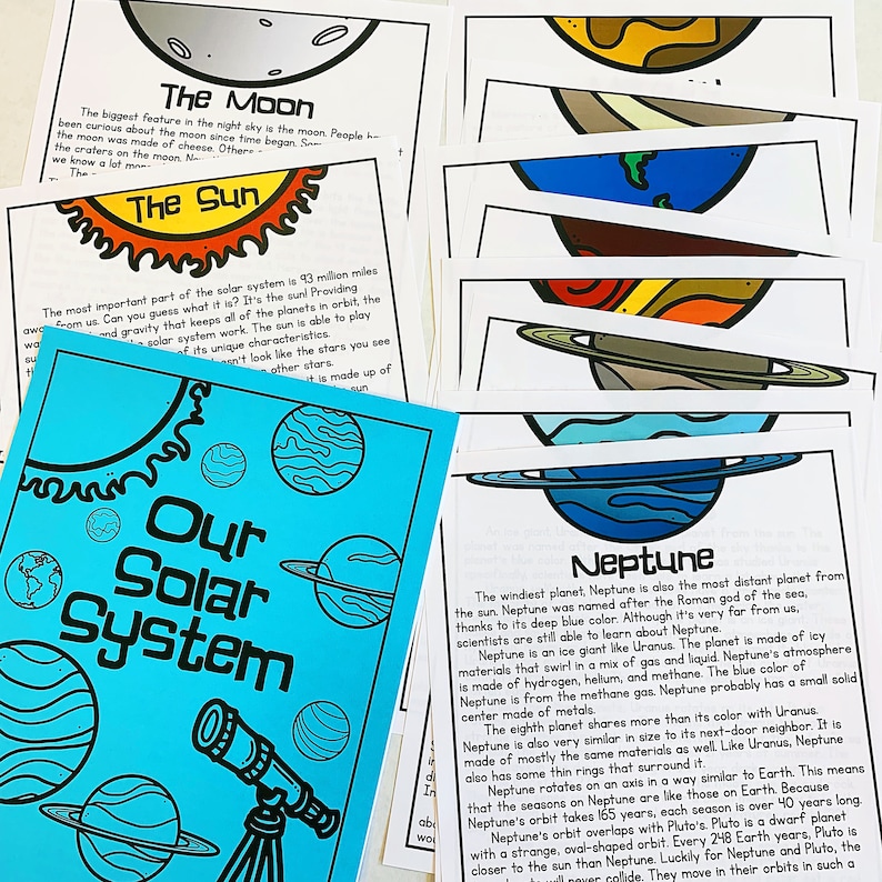 Solar System Lapbook Solar System Reading Passages Planets Sun Moon ...