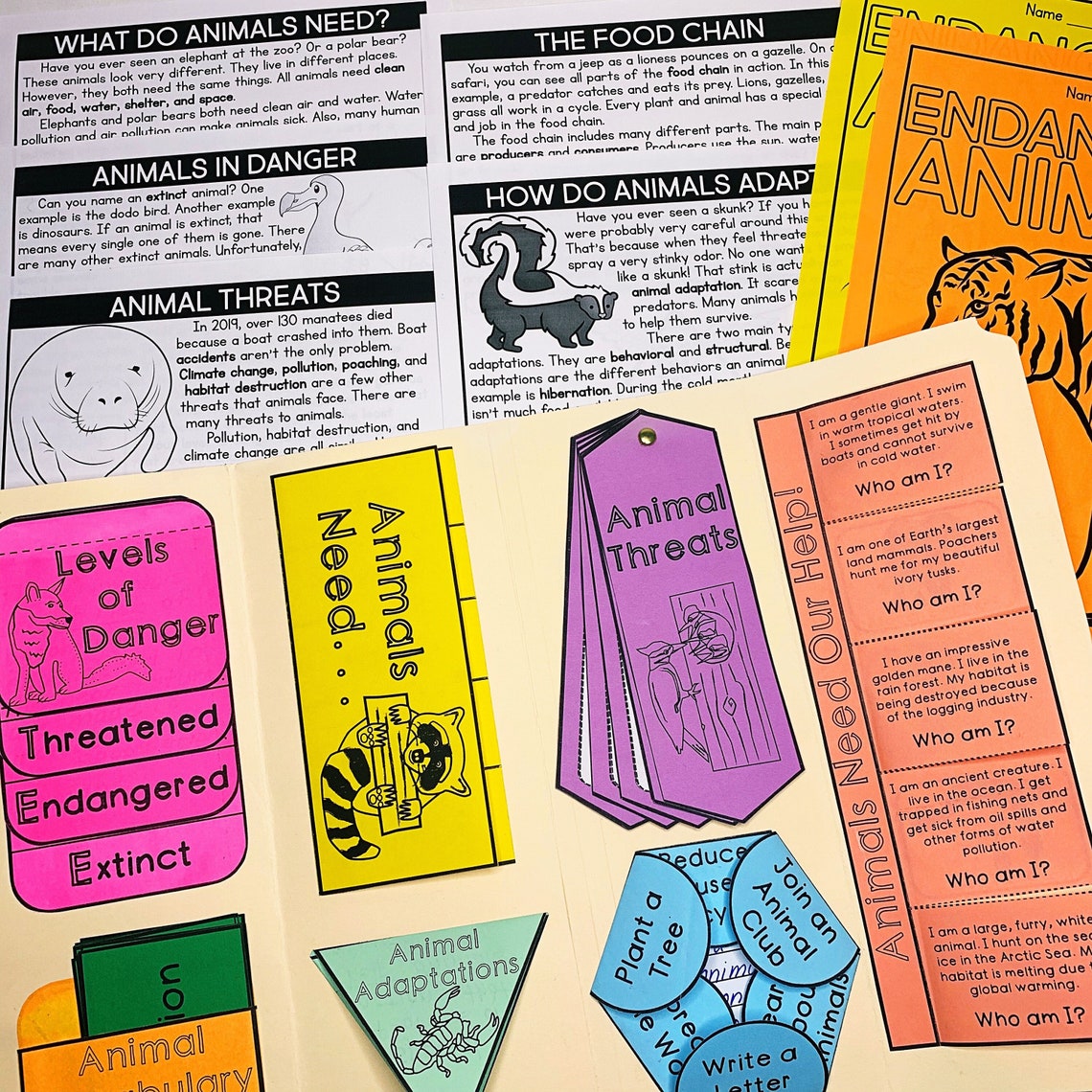 Endangered Animals Lapbook Teach Endangered Animals Reading Passages ...