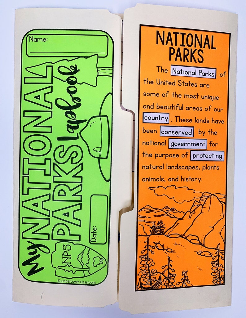 National Park Lapbook Teach National Parks Reading Passages - Etsy