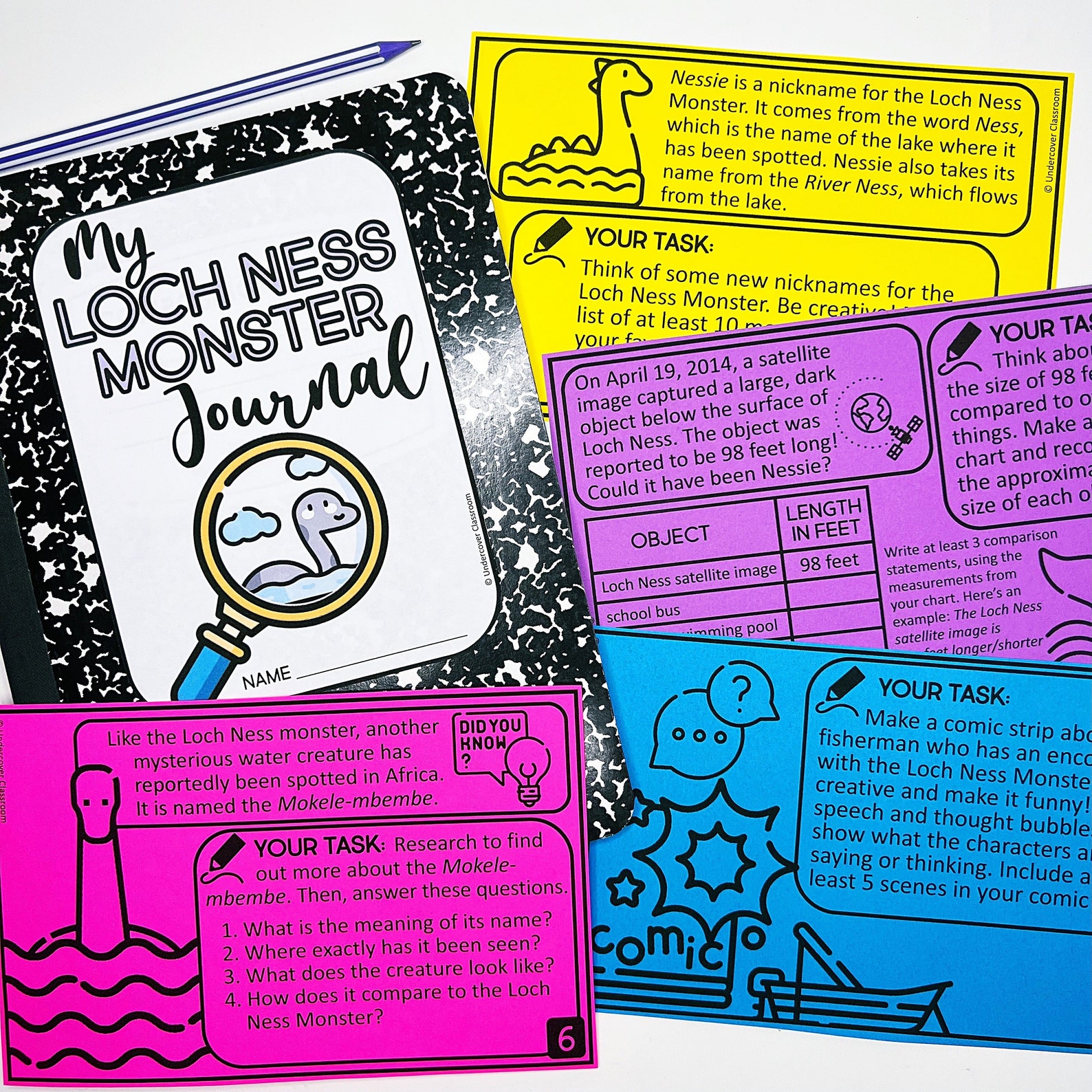 Enrichment Task Cards Loch Ness Monster Homeschool Activity Gifted and ...