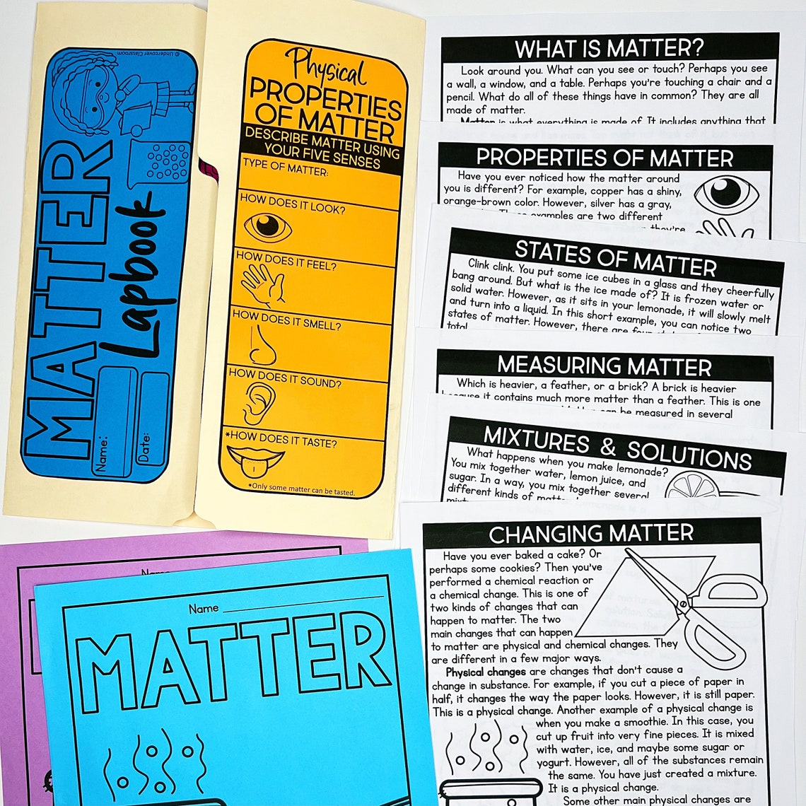 Matter Lapbook Teach Matter Reading Passages Matter Posters - Etsy