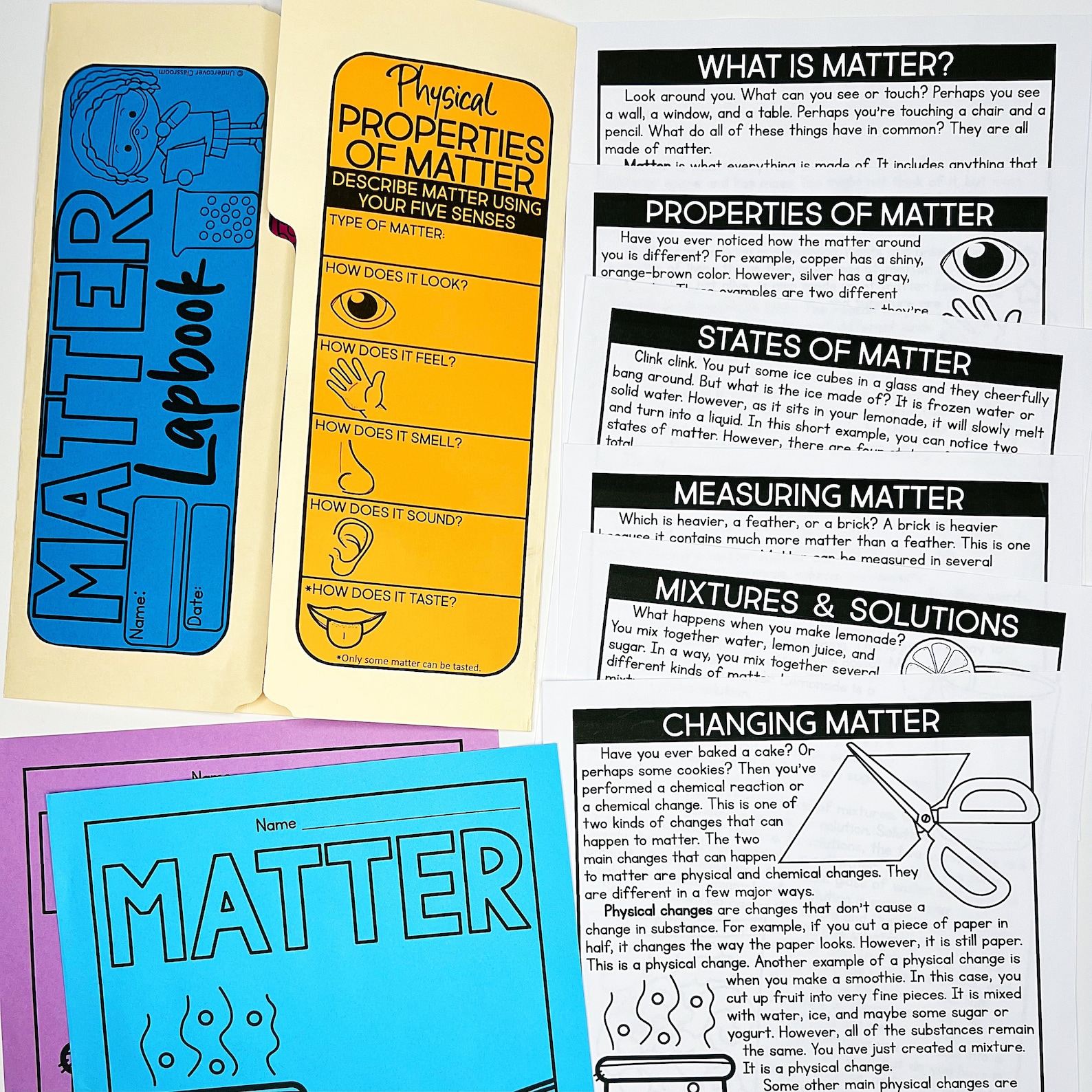 Matter Lapbook Teach Matter Reading Passages Matter Posters Homeschool ...