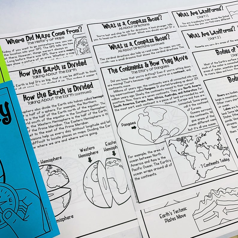 Geography Lapbook Teach Maps & Globes Geography Reading Passages ...