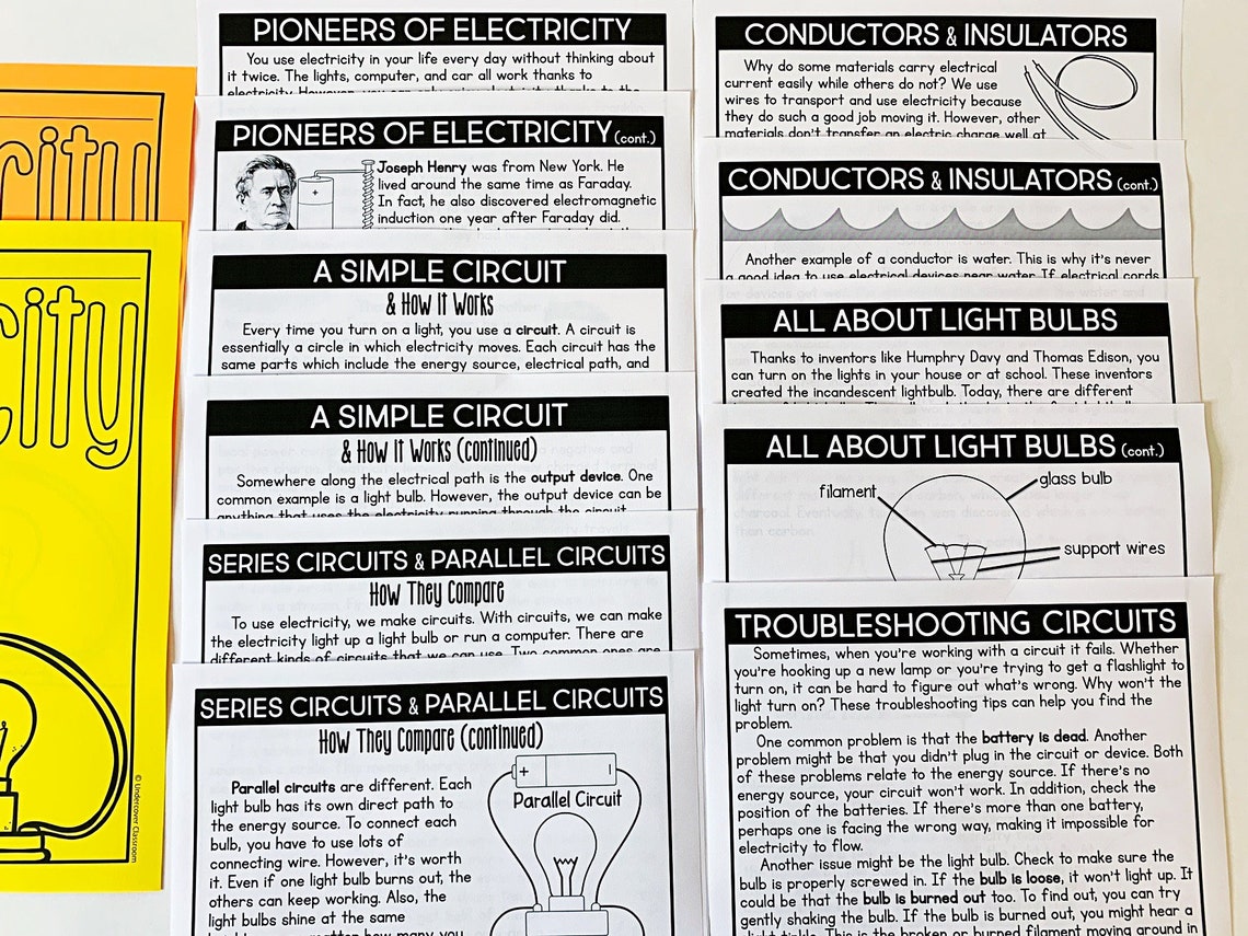Electricity Lapbook Template Teach Electricity Reading Passages ...