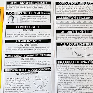 Electricity Lapbook Template Teach Electricity Reading Passages ...