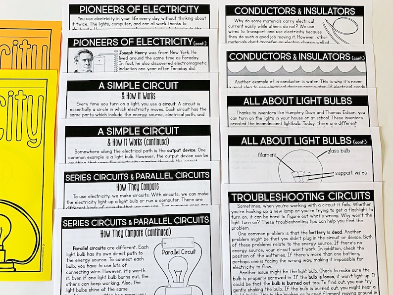 Electricity Lapbook Template Teach Electricity Reading Passages ...