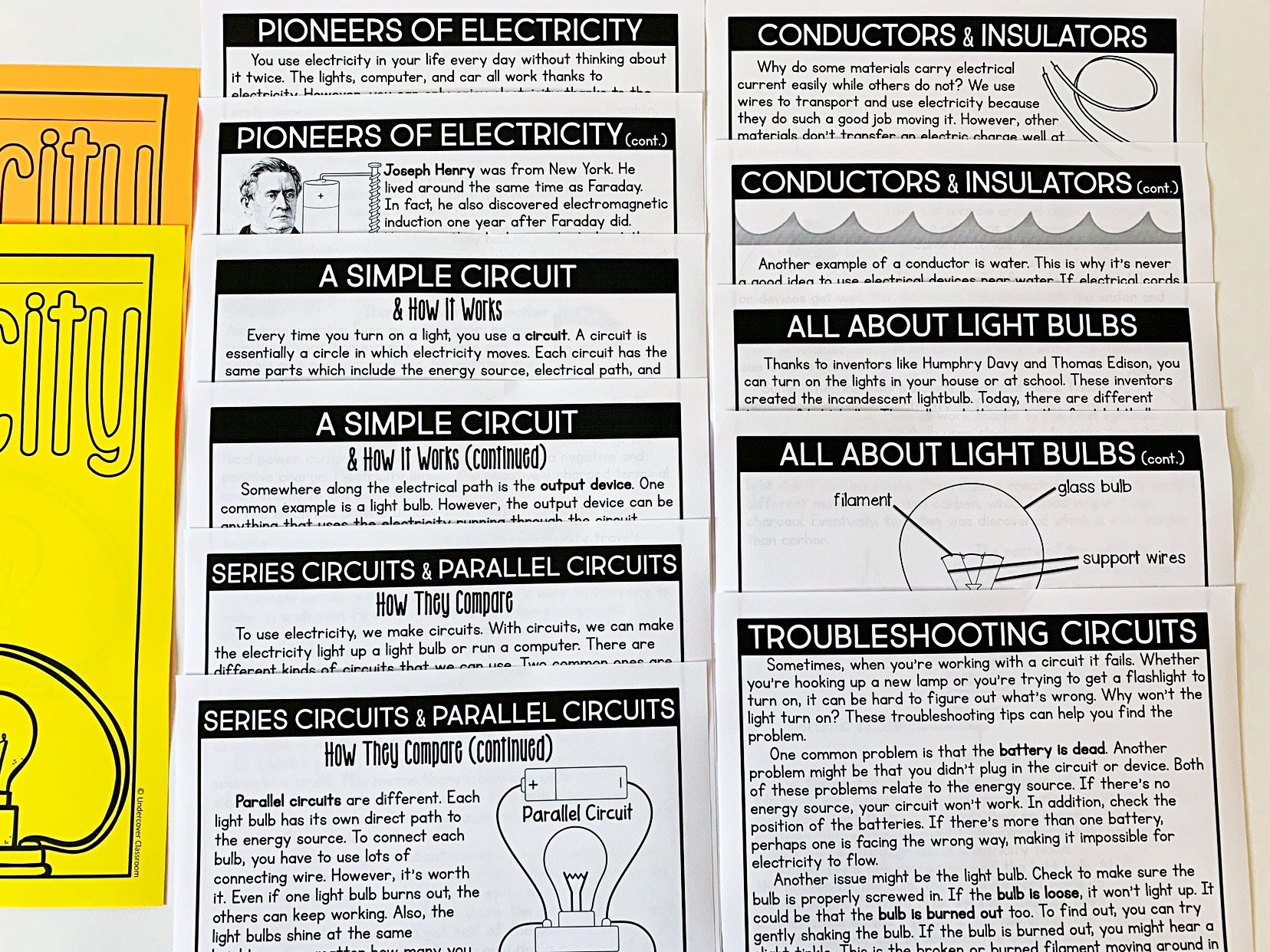 Electricity Lapbook Template Teach Electricity Reading Passages ...