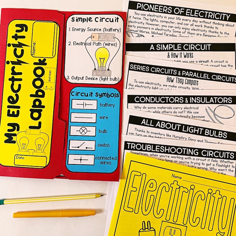 Electricity Lapbook Template Teach Electricity Reading Passages ...