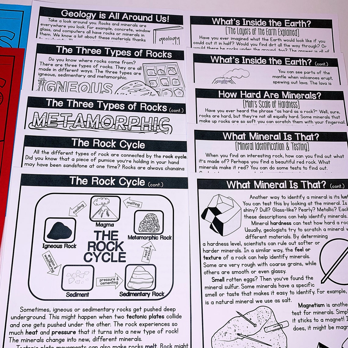 Rocks and Minerals Lapbook Teach Rocks Reading Passages Types of Rocks ...