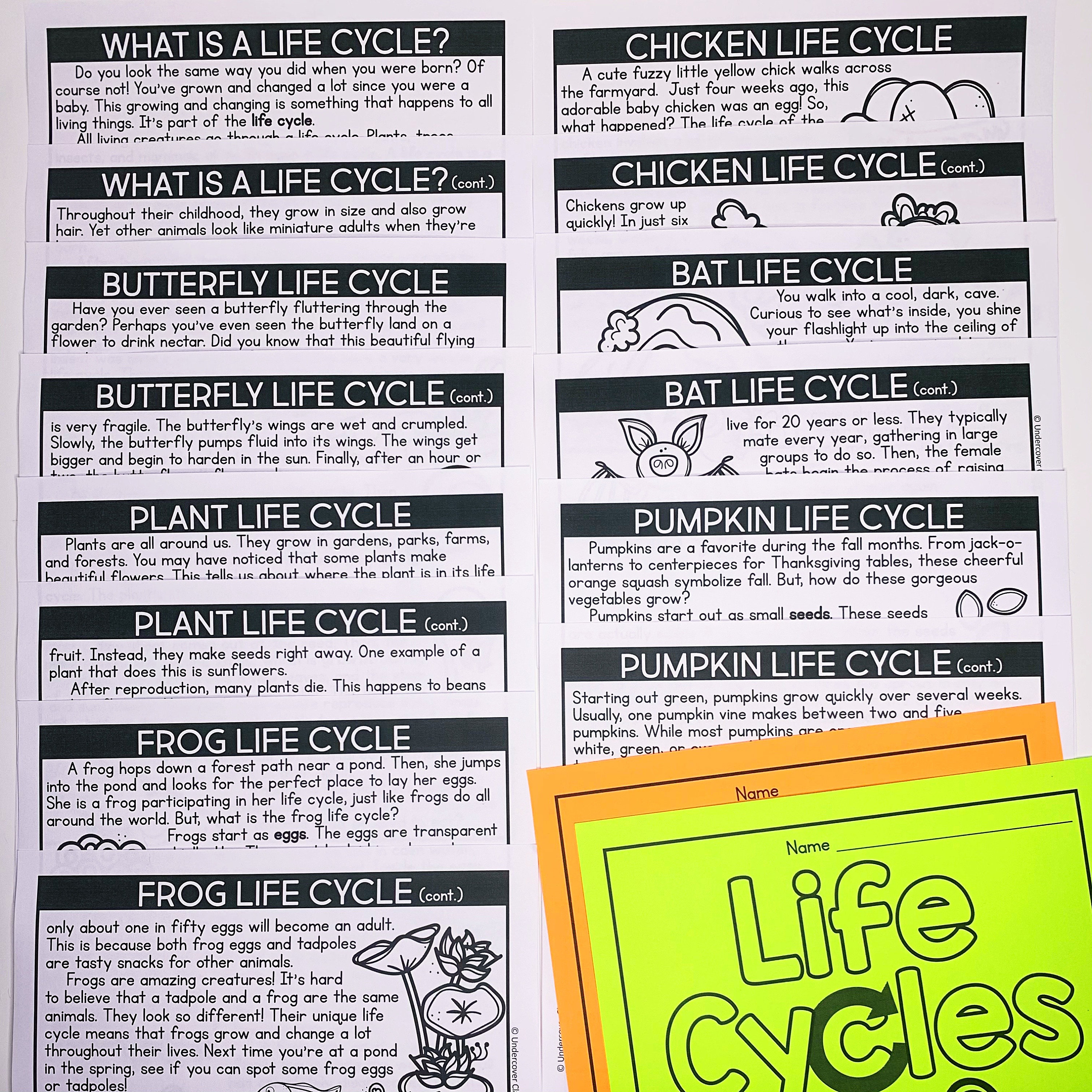 Life Cycles Lapbook Teach Life Cycles Reading Passages Life Cycles ...