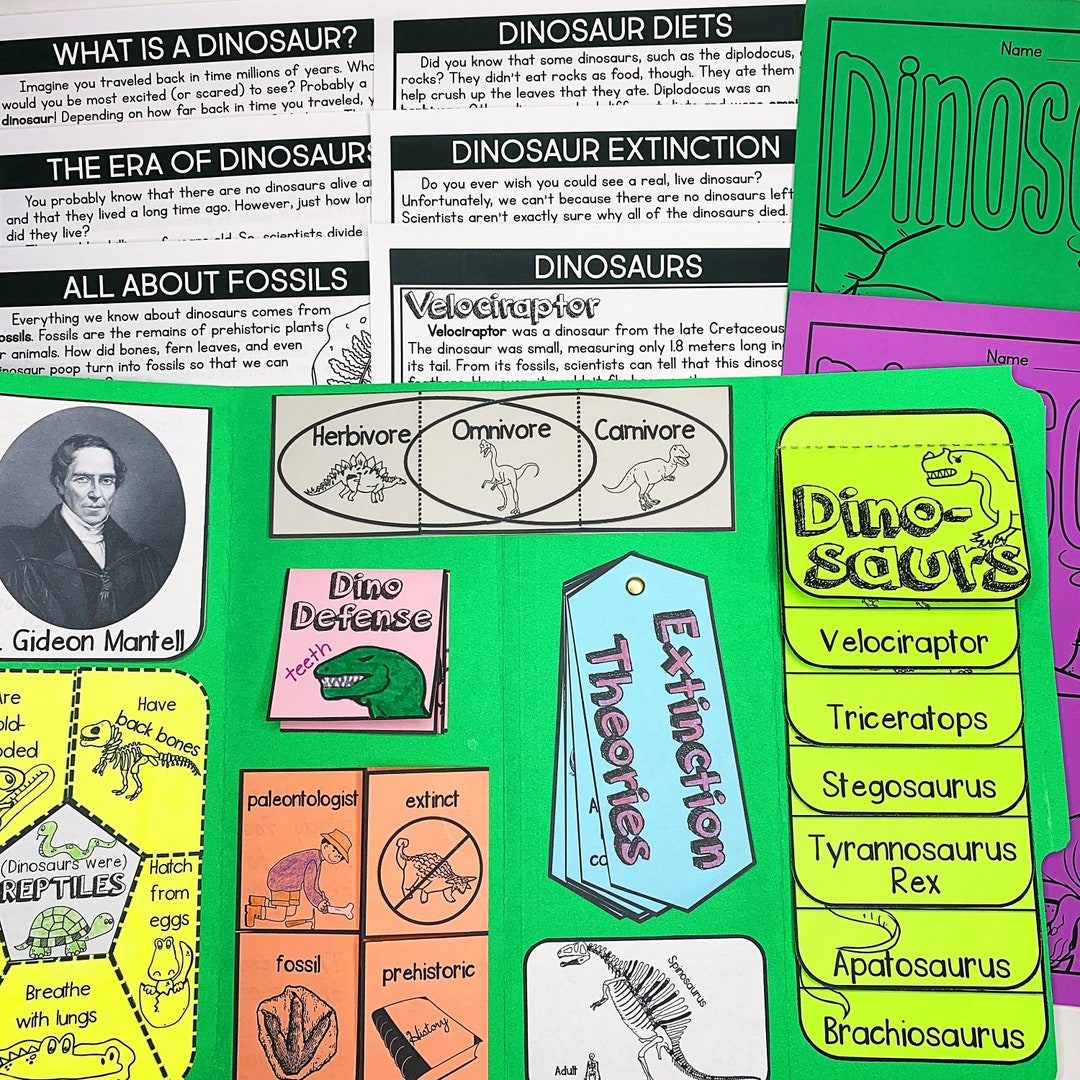 Dinosaur Lapbook Template Dinosaur Reading Passages Dinosaur Poster ...
