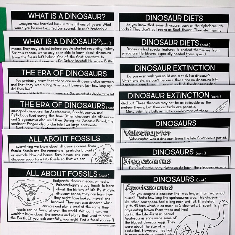 Dinosaur Lapbook Template Dinosaur Reading Passages Dinosaur Poster ...