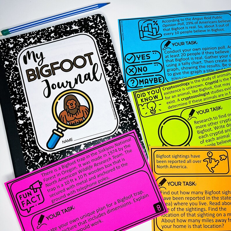 Enrichment Task Cards Bigfoot Homeschool Activity Gifted and Talented ...