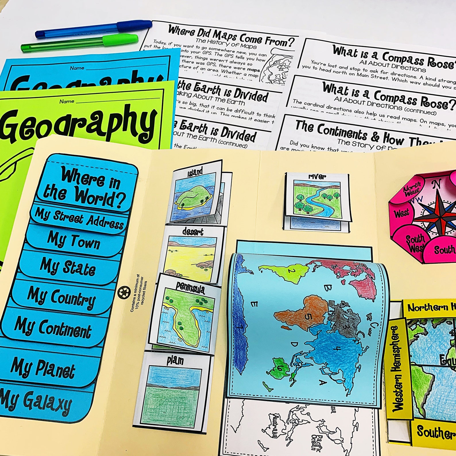 Geography Lapbook Teach Maps & Globes Geography Reading Passages ...