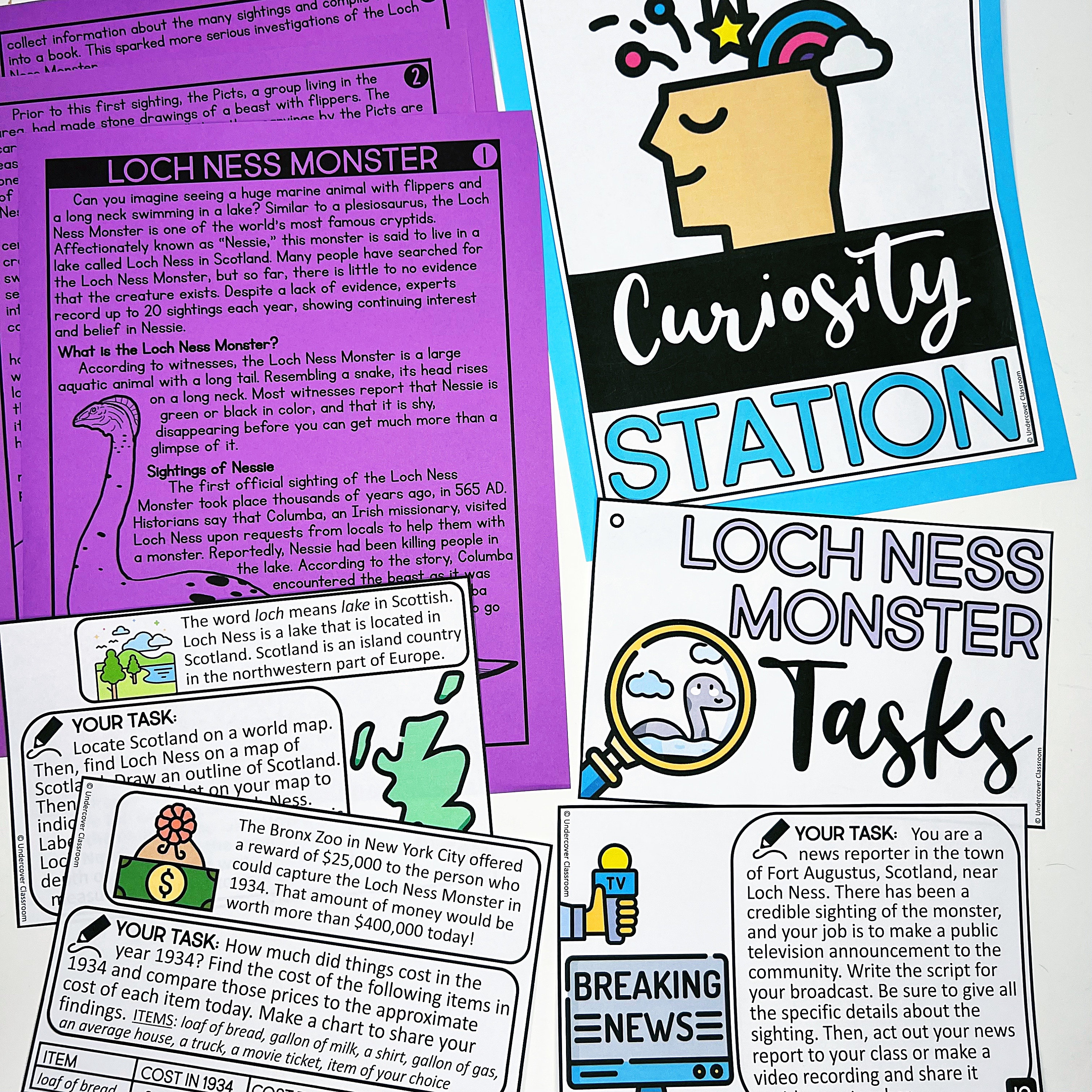 Enrichment Task Cards Loch Ness Monster Homeschool Activity Gifted and ...