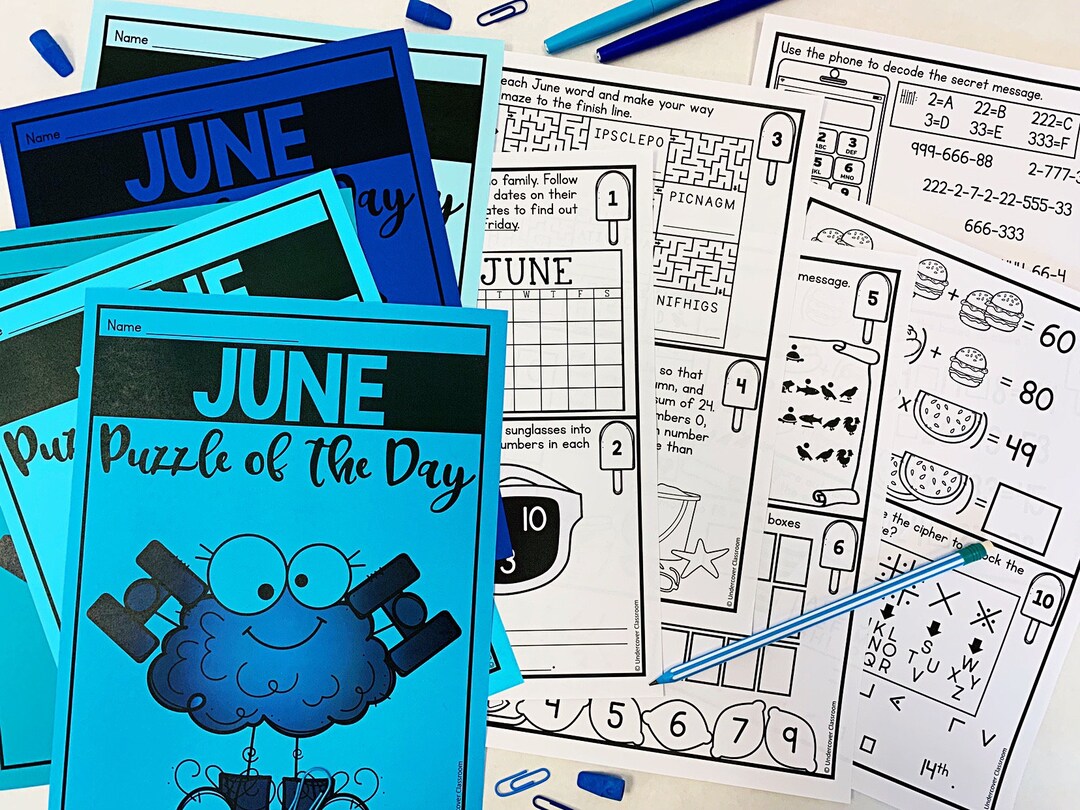 June Brain Teaser Challenging Puzzlers Homeschool Enrichment for Gifted ...