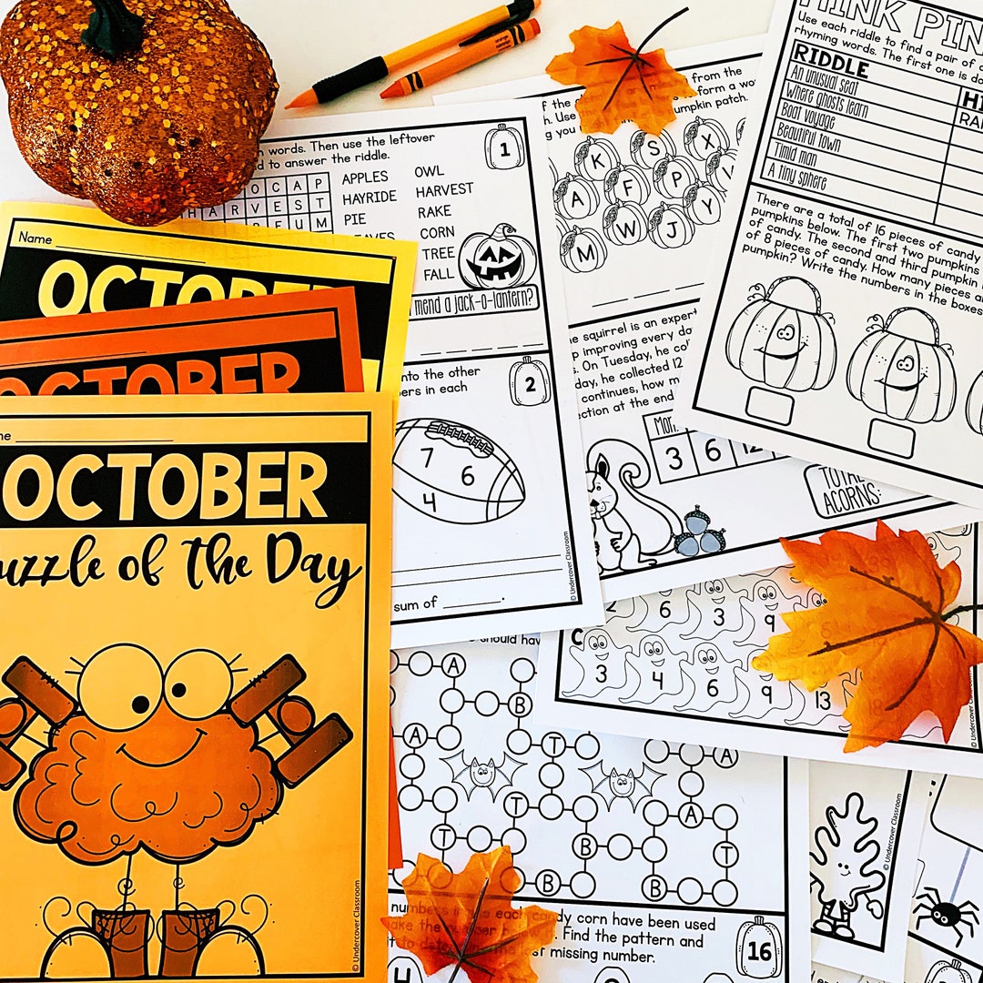 October Brain Teaser Challenging Puzzlers Homeschool Enrichment for ...