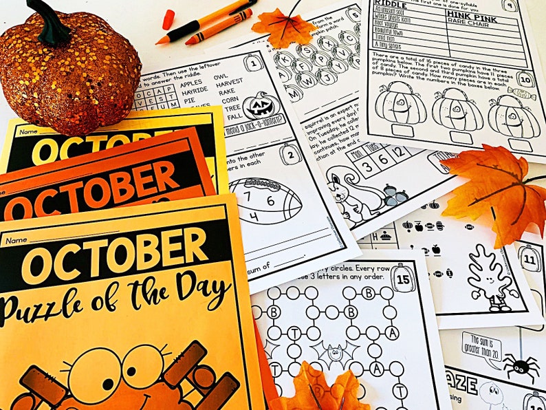 October Brain Teaser Challenging Puzzlers Homeschool Enrichment for ...