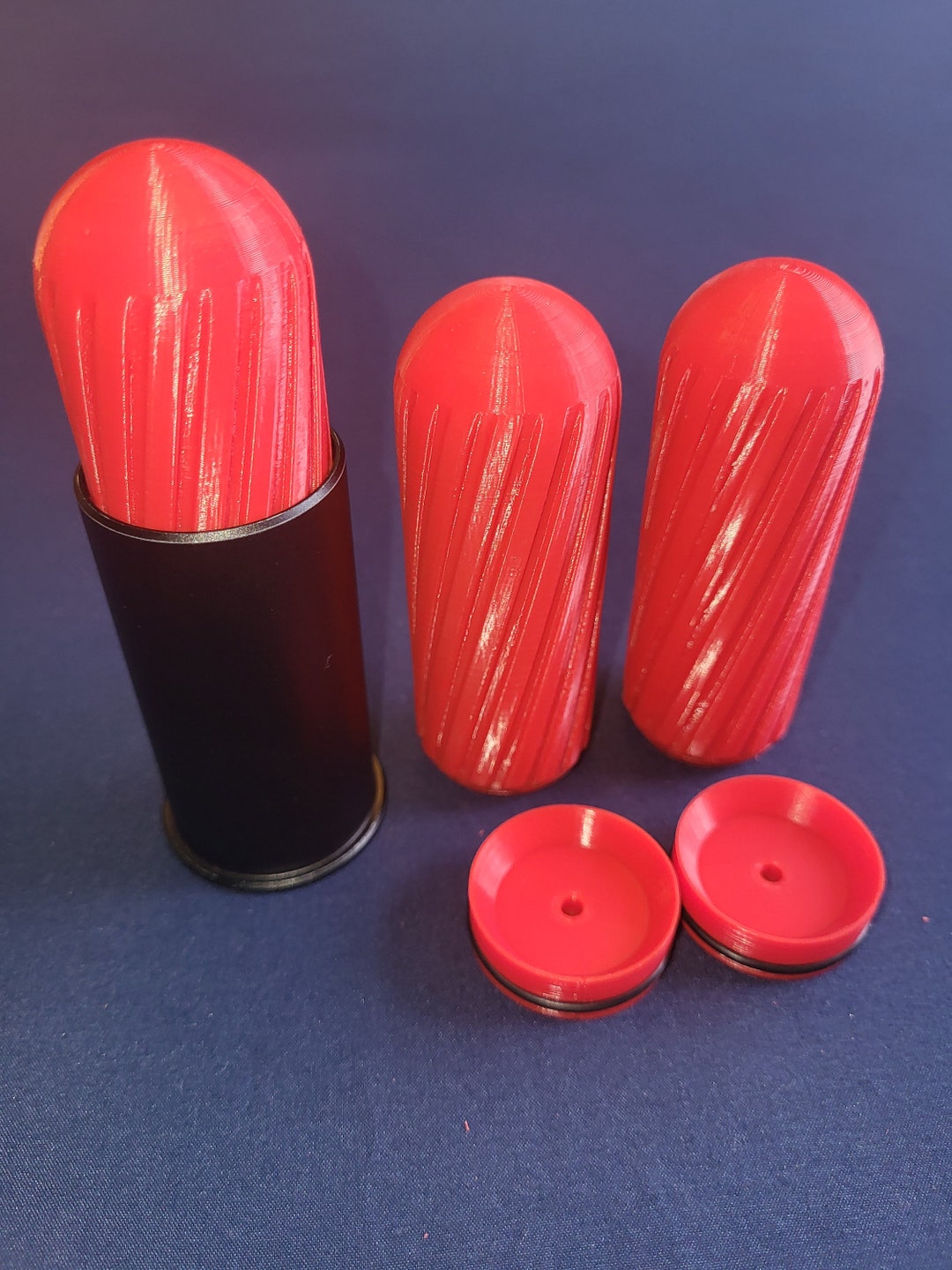 37mm Spiraled Projectile 3 Pack With Threaded Bottom Cap and Pusher Cup ...