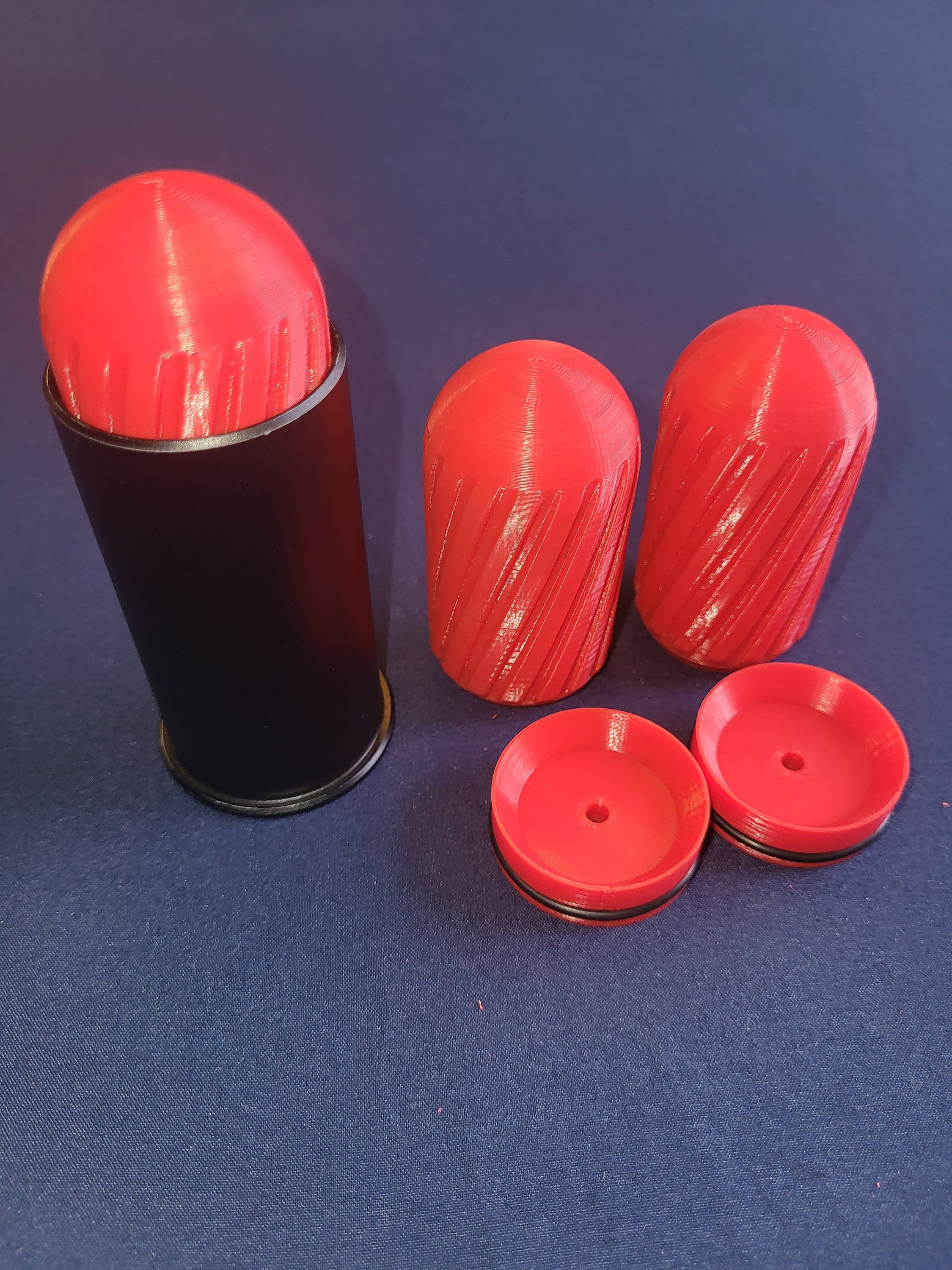 37mm Spiraled Projectile 3 Pack With Threaded Bottom Cap and Pusher Cup ...