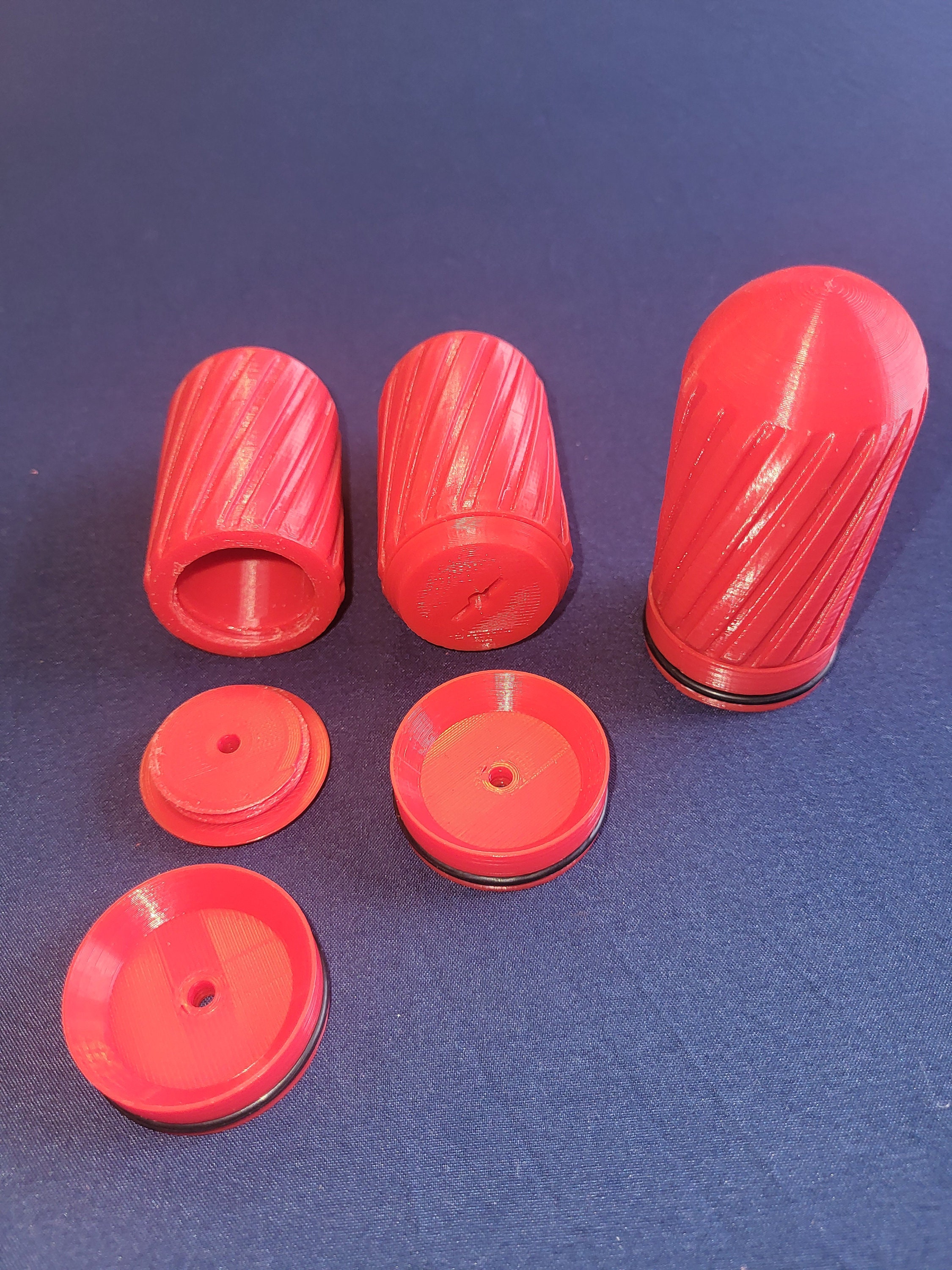 37mm Spiraled Projectile 3 Pack With Threaded Bottom Cap and Pusher Cup ...
